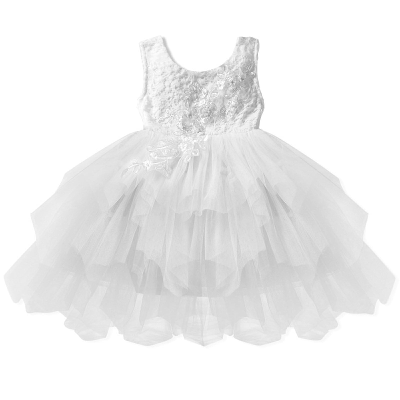 Girls Dresses Summer First Birthday Princess Lace Tulle Layer Tutu ...