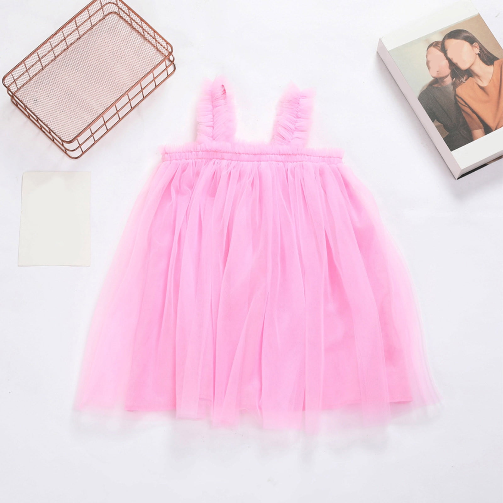Girls' Dresses Summer Suspender Mesh Pure Color Summer Tulle Party ...