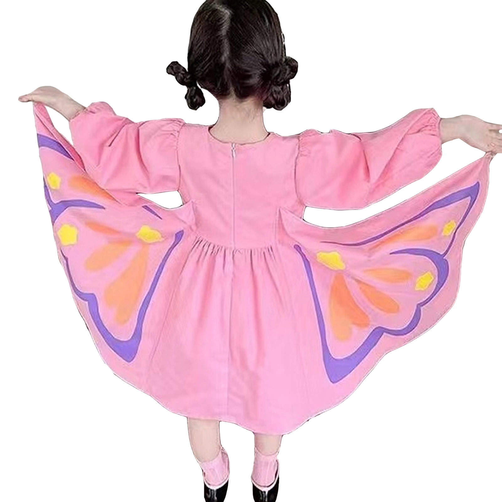 Girls Dresses with Butterfly Wing Long Sleeve Casual Summer Dress for ...