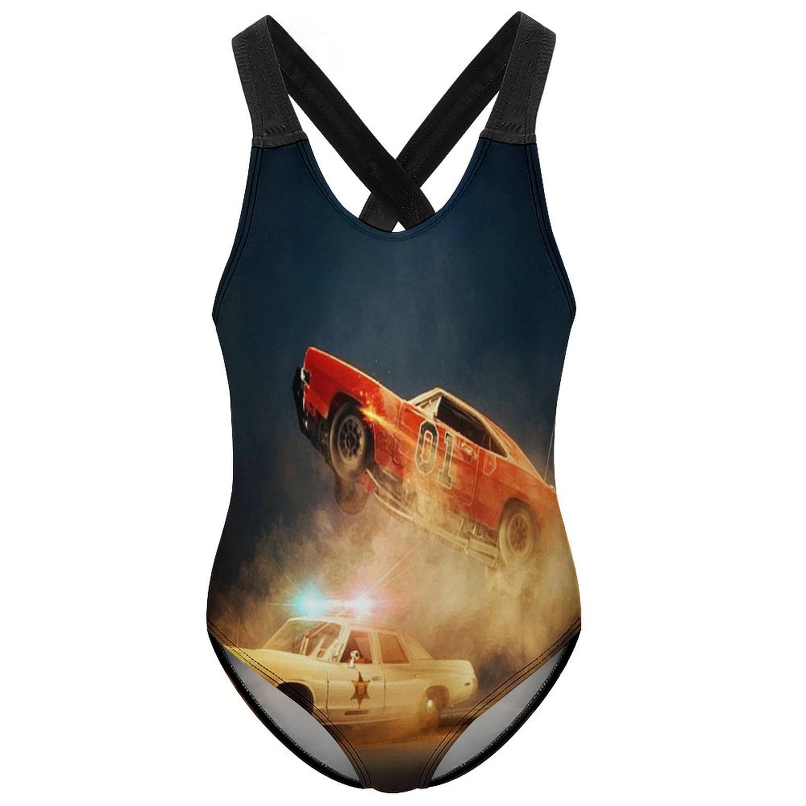 Girls Dukes Haz-zard One Piece Swimsuits Bathing Suits Cross Back ...