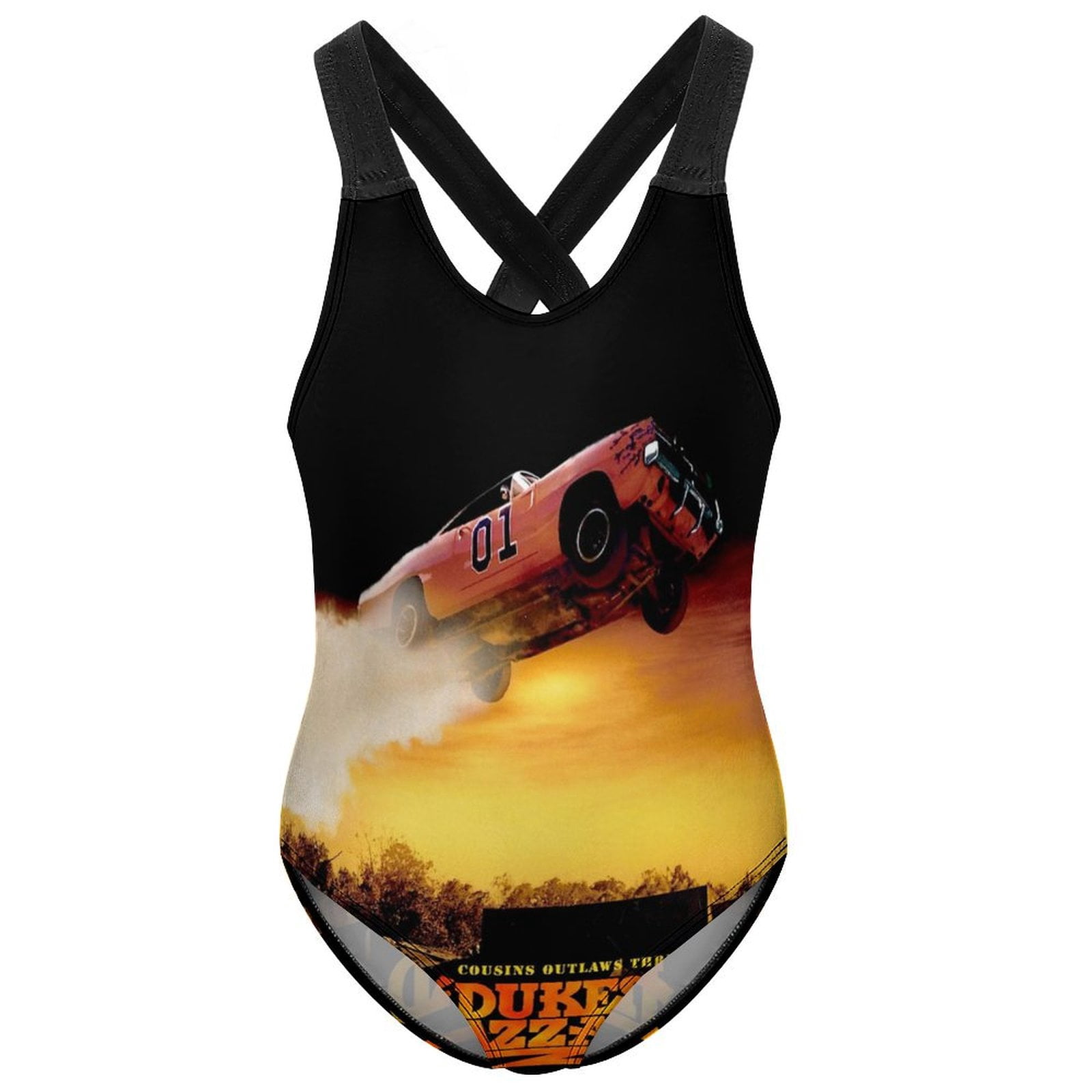 Girls Dukes Haz-zard One Piece Swimsuits Bathing Suits Cross Back ...