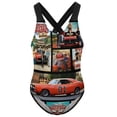 Girls Dukes Orange Car Haz-zard One Piece Swimsuits Bathing Suits Cross ...