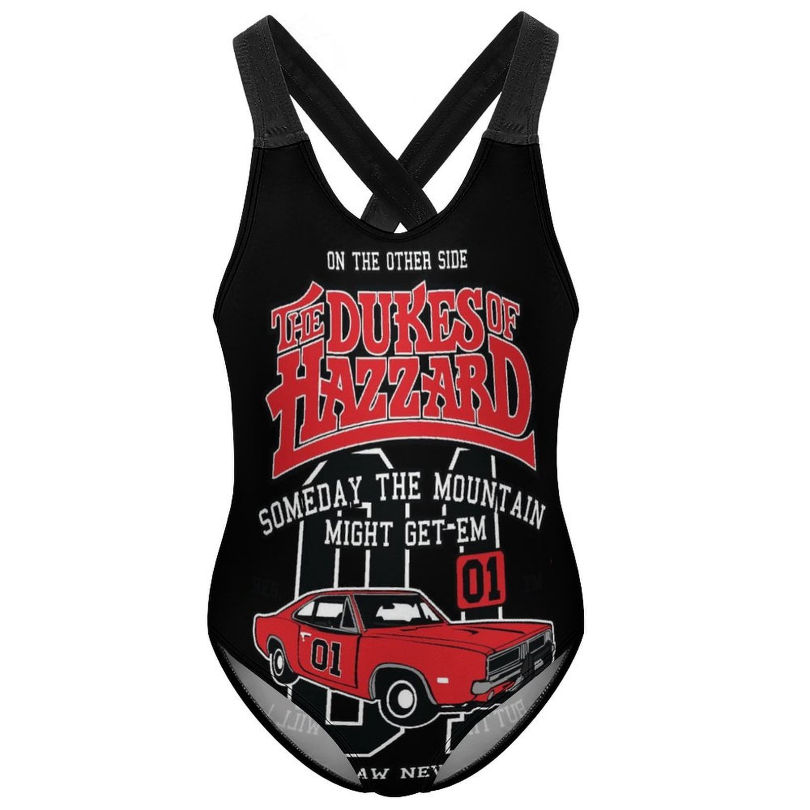 Girls Dukes Orange Car Haz-zard One Piece Swimsuits Bathing Suits Cross ...