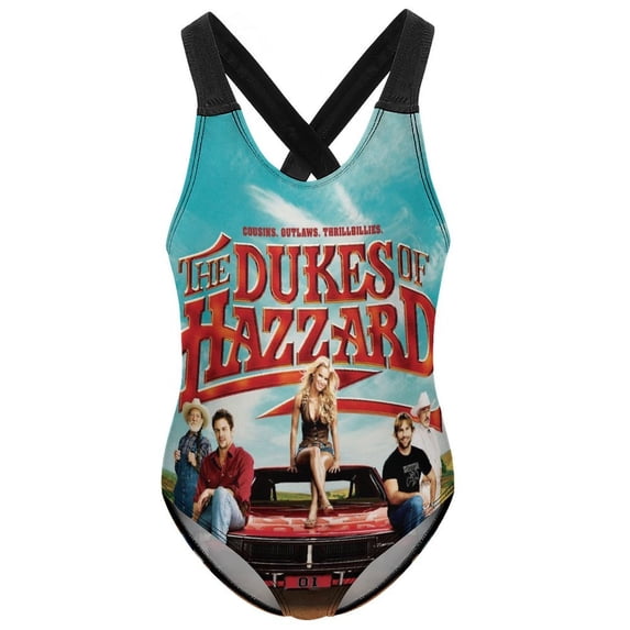 Girls Dukes Orange Car Haz-zard One Piece Swimsuits Bathing Suits Cross ...