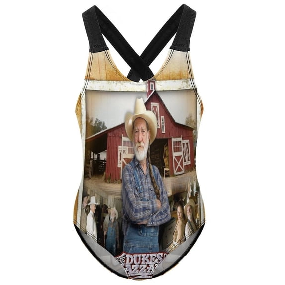 Girls Dukes Orange Car Haz-zard One Piece Swimsuits Bathing Suits Cross ...