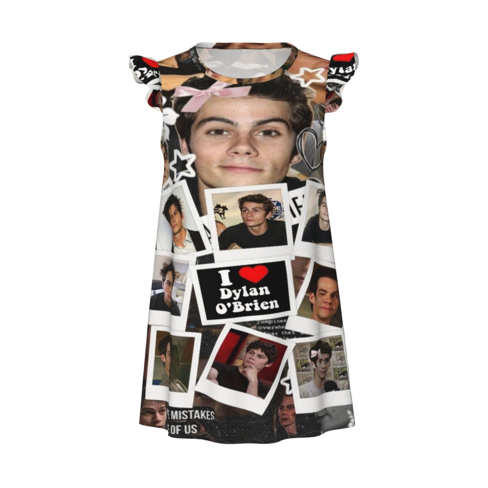 Girls Dylan O-Brien Flutter Sleeve Soft Fabric Casual Dress Cartoon ...