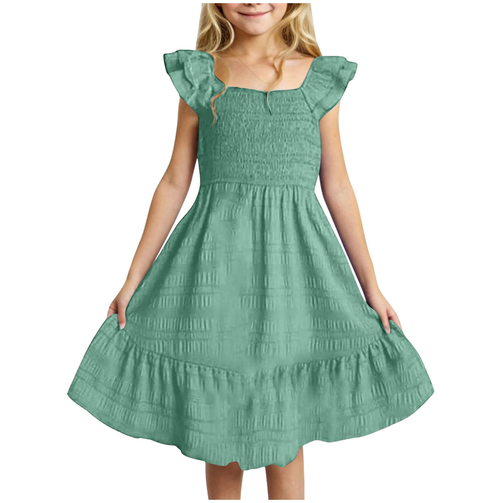Girls Easter Dresses Size 7-8 5-12 Years Girls Tie Front Sleeveless ...