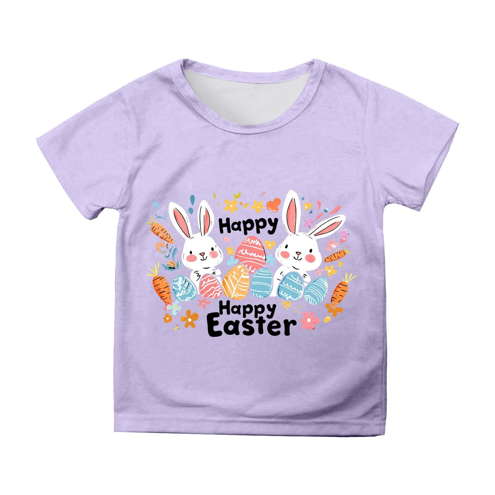 Girls Easter Shirts Short Sleeve Tee Tops Funny Rabbit Graphic Toddler ...
