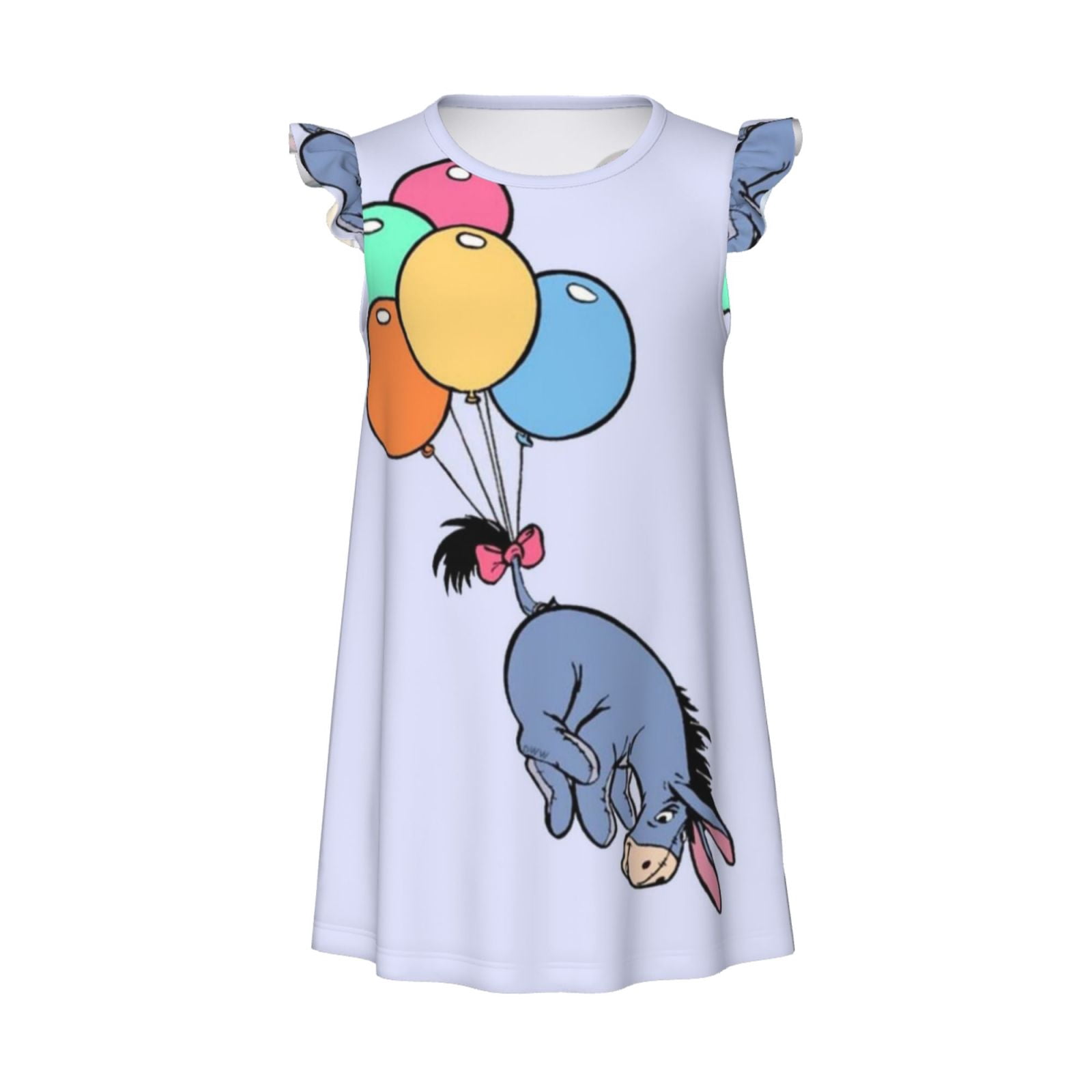 Girls Ee-Yore Graphic Flutter Sleeve Soft Fabric Casual Dress For Home ...