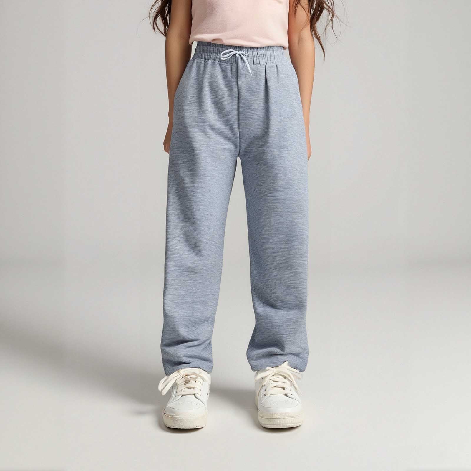Girls Elastic Waist Wide Leg Joggers Casual Pants For Everyday Wear ...
