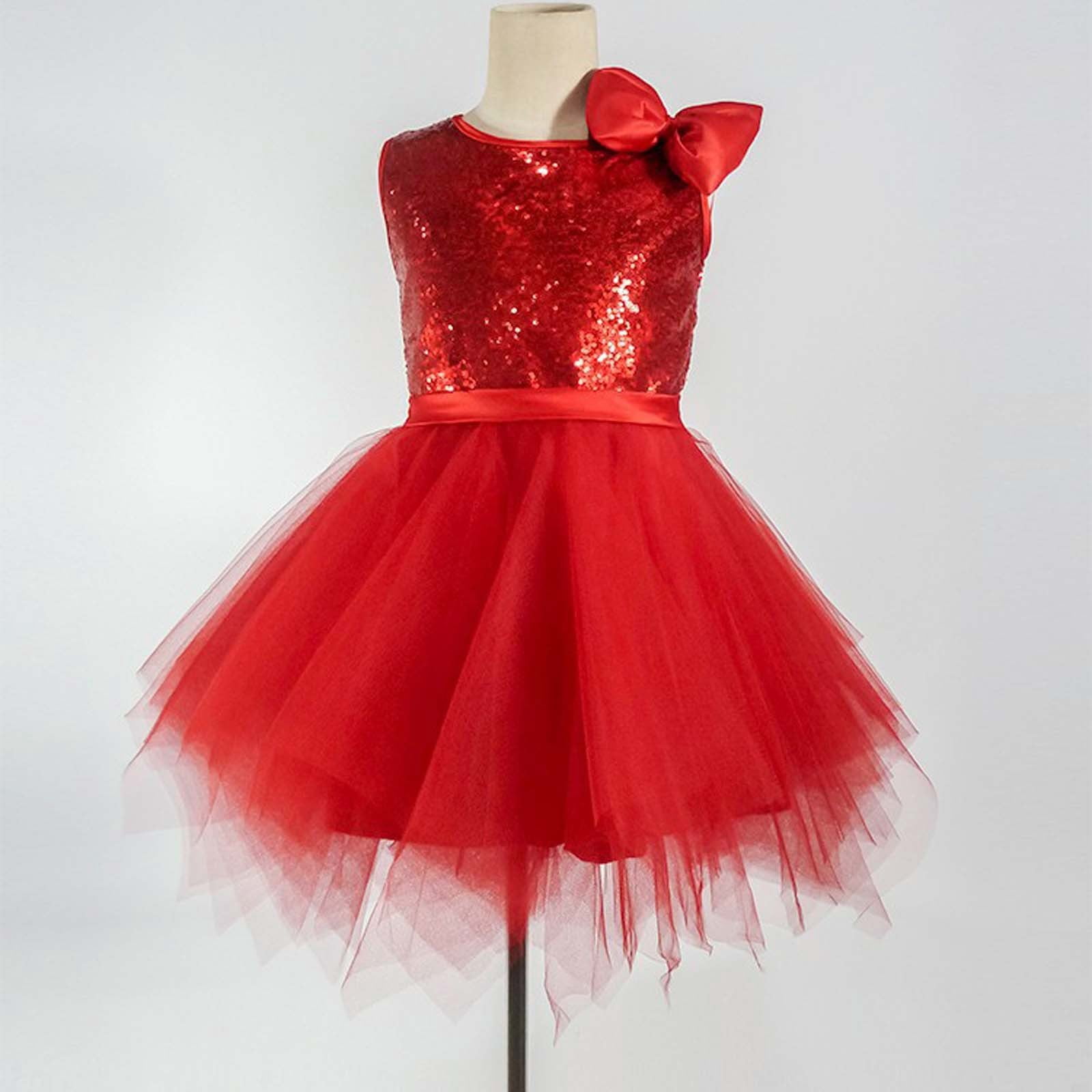 Girls' Elegant Sleeveless Party Dress with Round Neck and Flowy Skirt ...