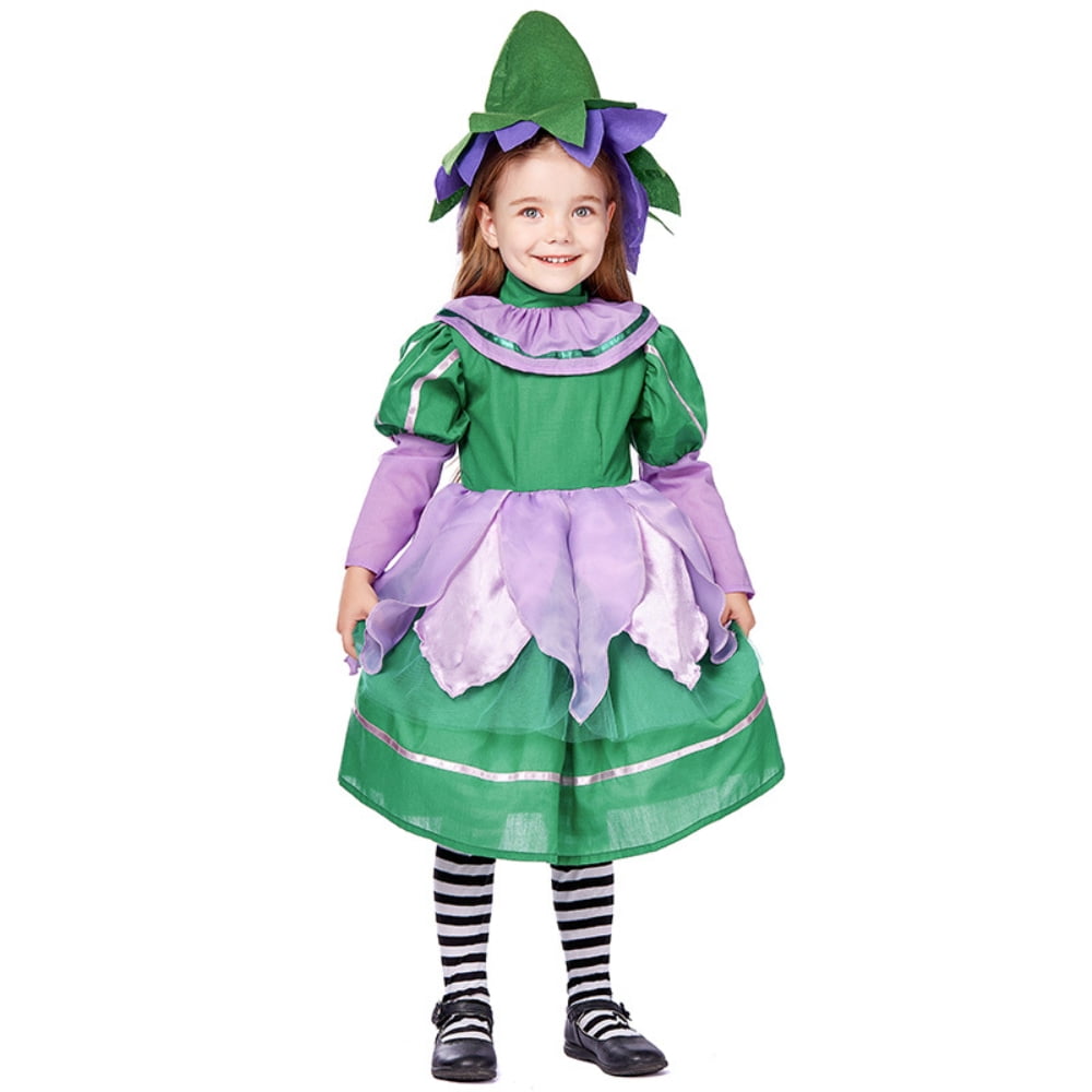 Girls Elf Costume Dress Fairy Halloween Fancy-Dress Cosplay Outfit XS-L ...
