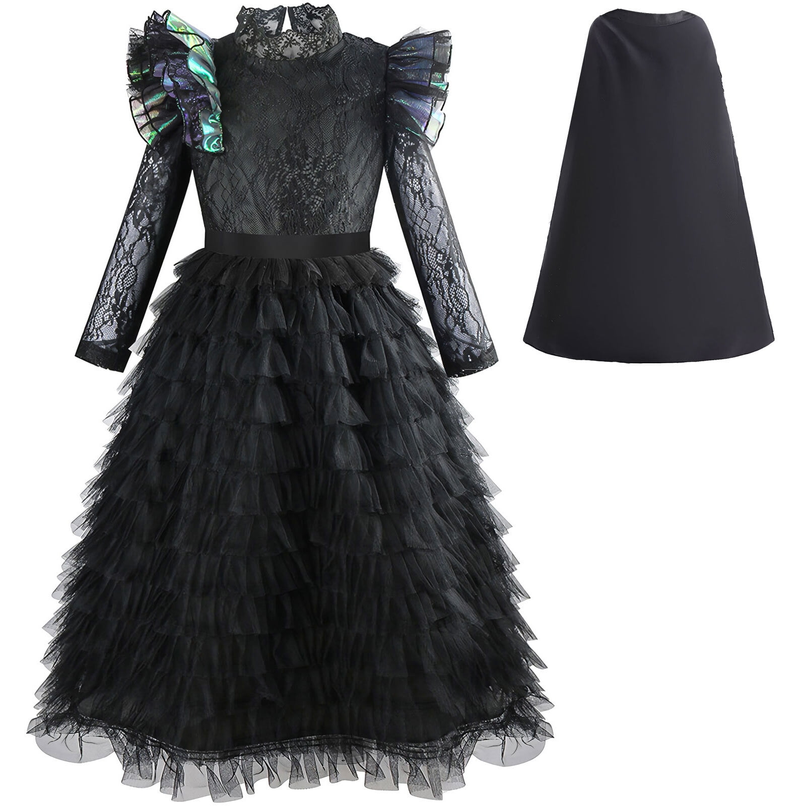 Girls Elphaba Costume Dress with Cloak Female Halloween Cosplay Outfits ...