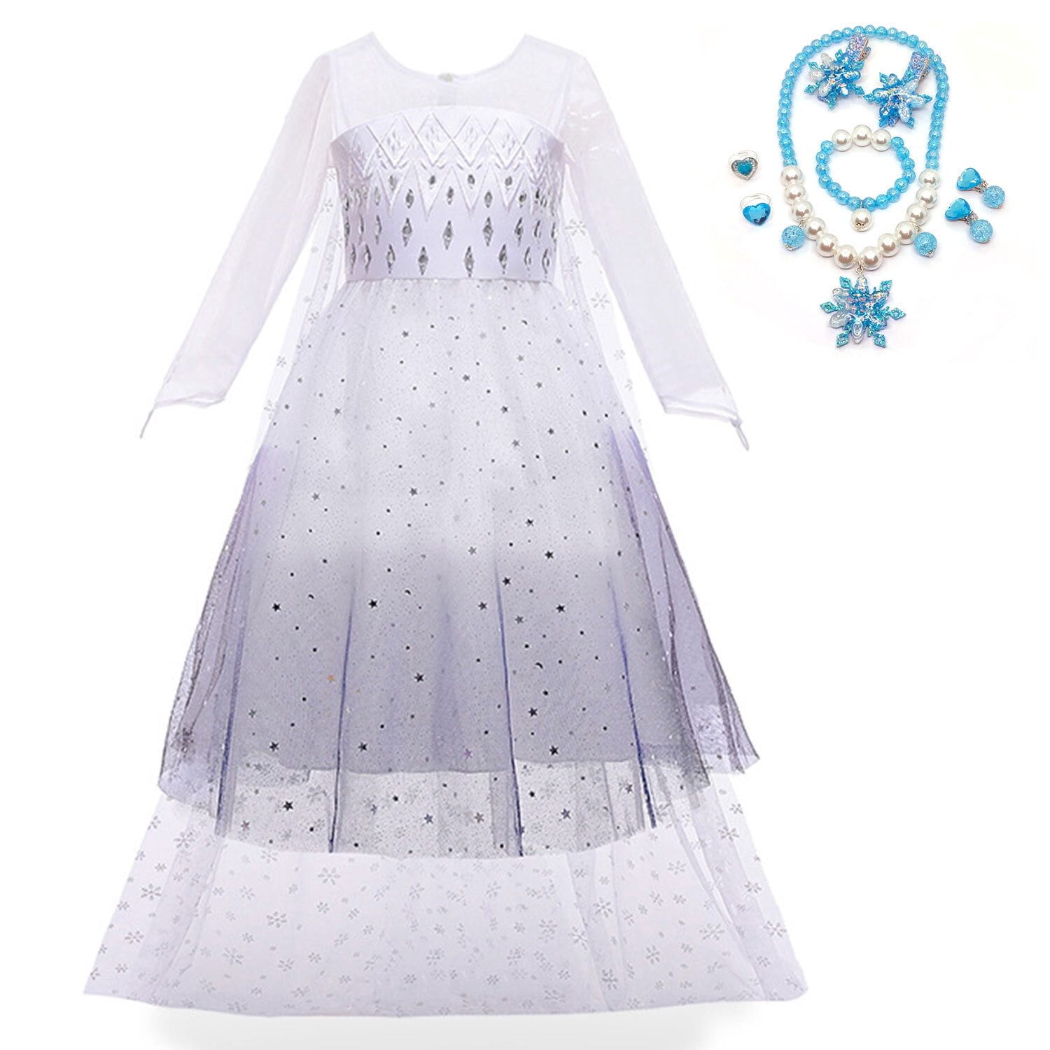 Girls Elsa 2 Princess Costume Dress Snow Party Birthday Christmas ...
