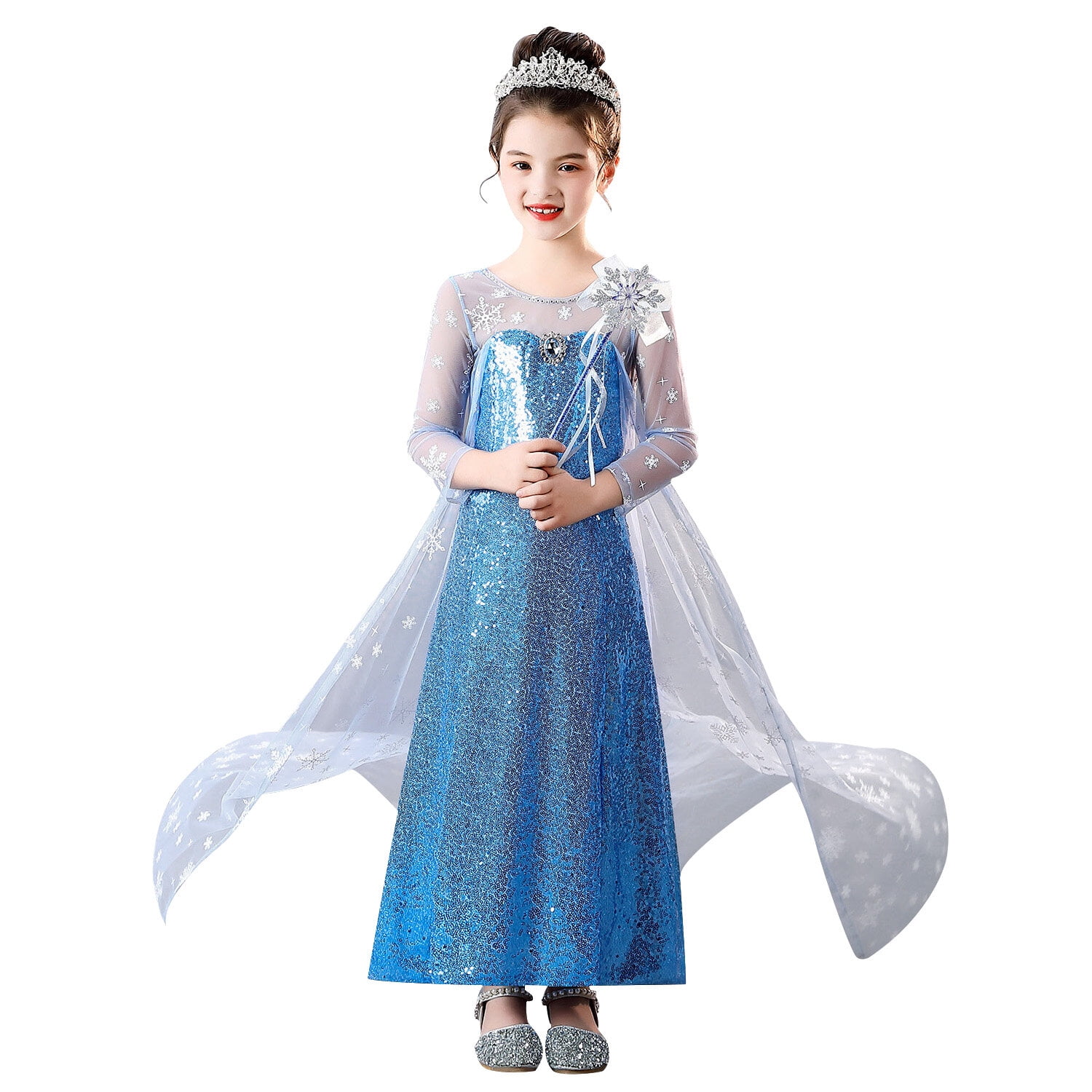Girls' Elsa Dress Costume Luxury Sequins Halloween Birthday Party Dress ...