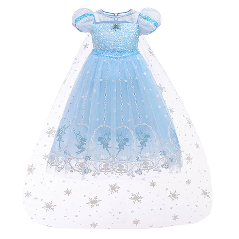 Girls Elsa Dress With Cloak Set Halloween Queen Costume Christmas ...