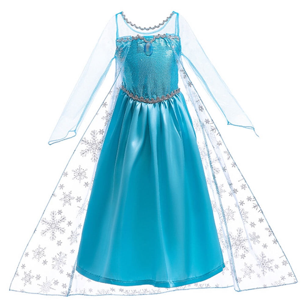 Girls Elsa Dress up Costume Dress Snow Queen Princess Dress for 3-9 ...