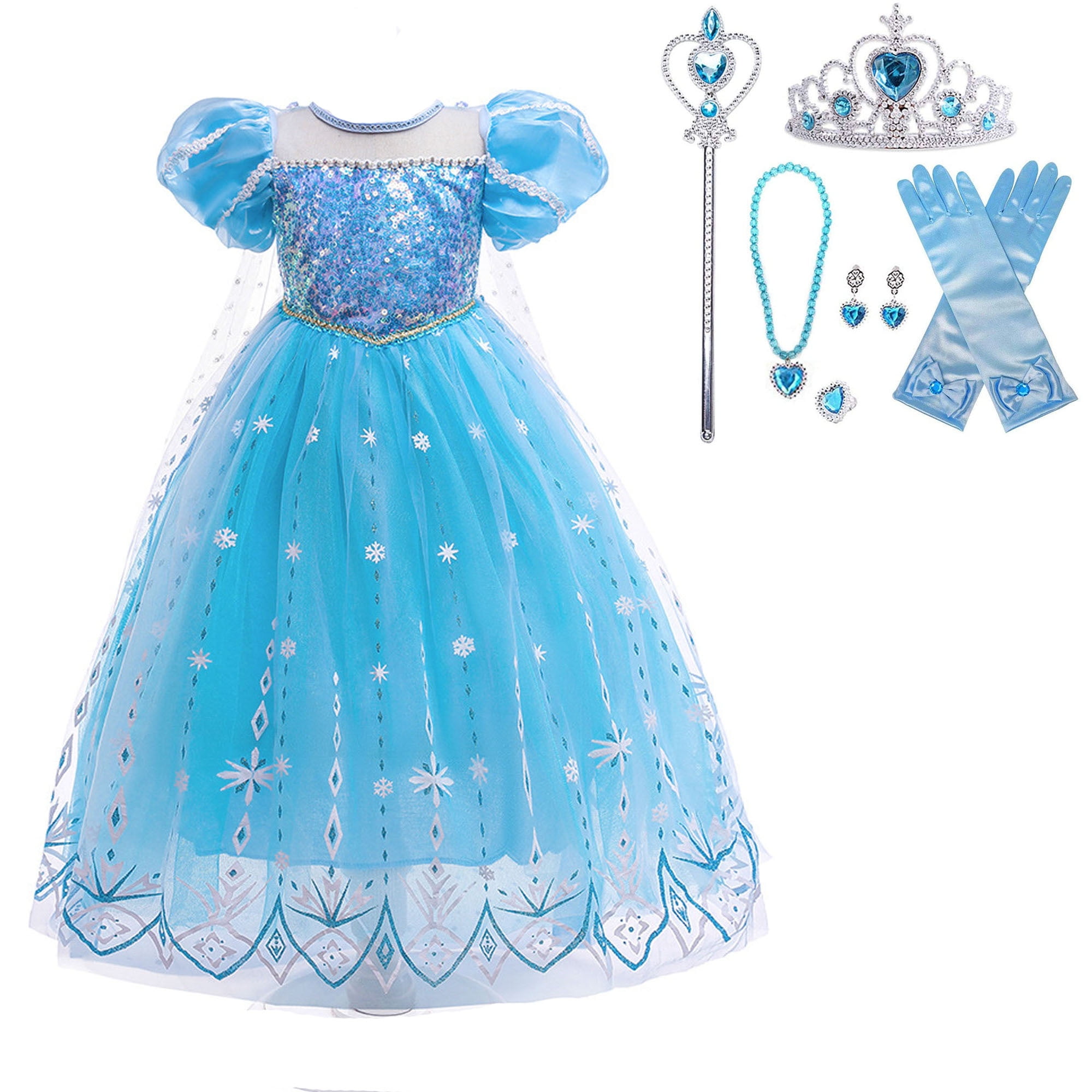 Girls Elsa Fancy Dress Halloween Cosplay Party Christmas Birthday ...
