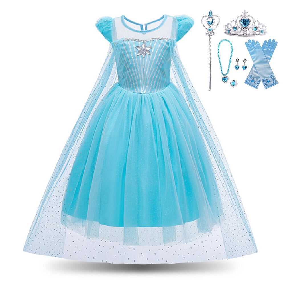 Girls Elsa Princess Costume Halloween Christmas Birthday Party Cosplay ...