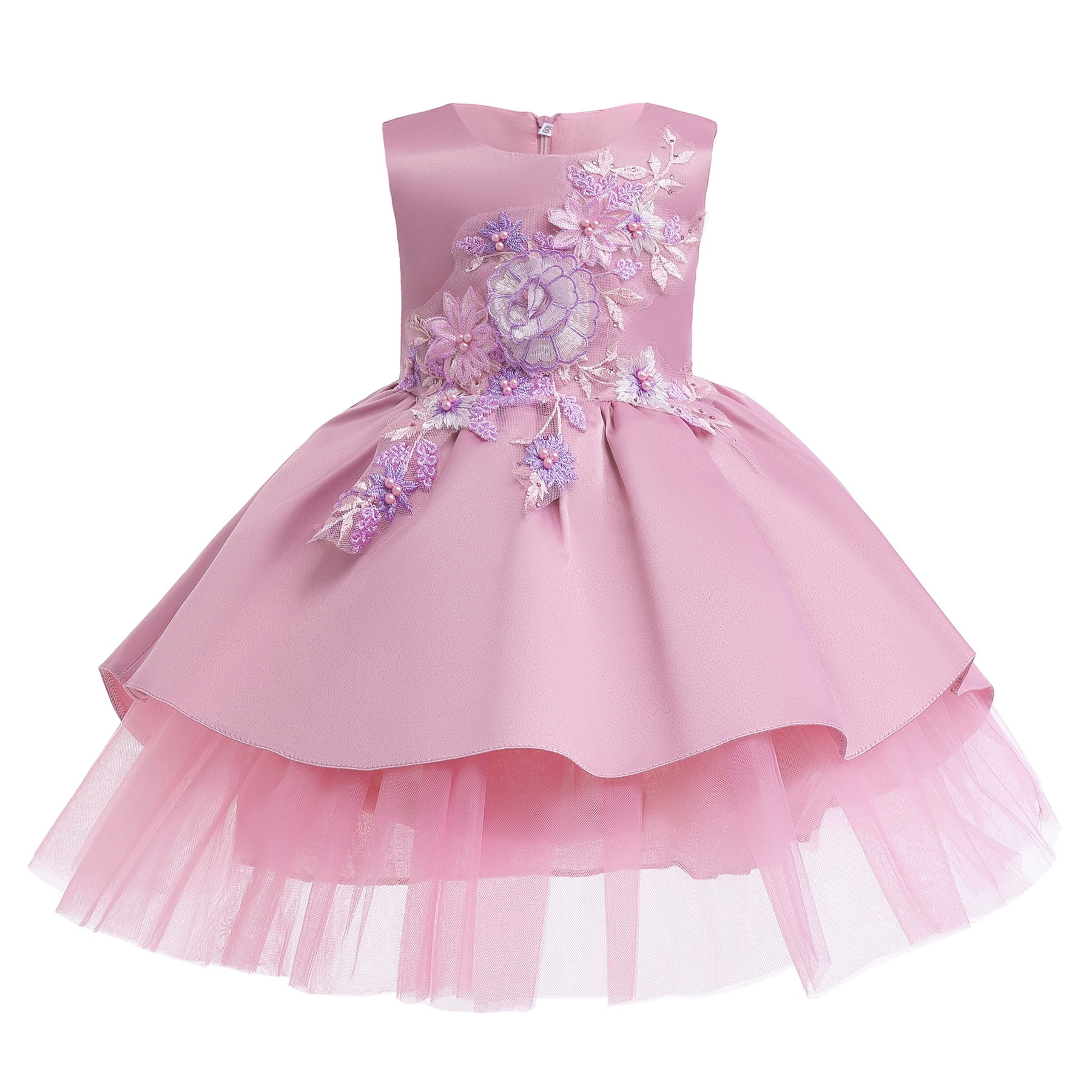 Girls Embroidery Flower Princess Dress Pageant Wedding Birthday Tutu ...