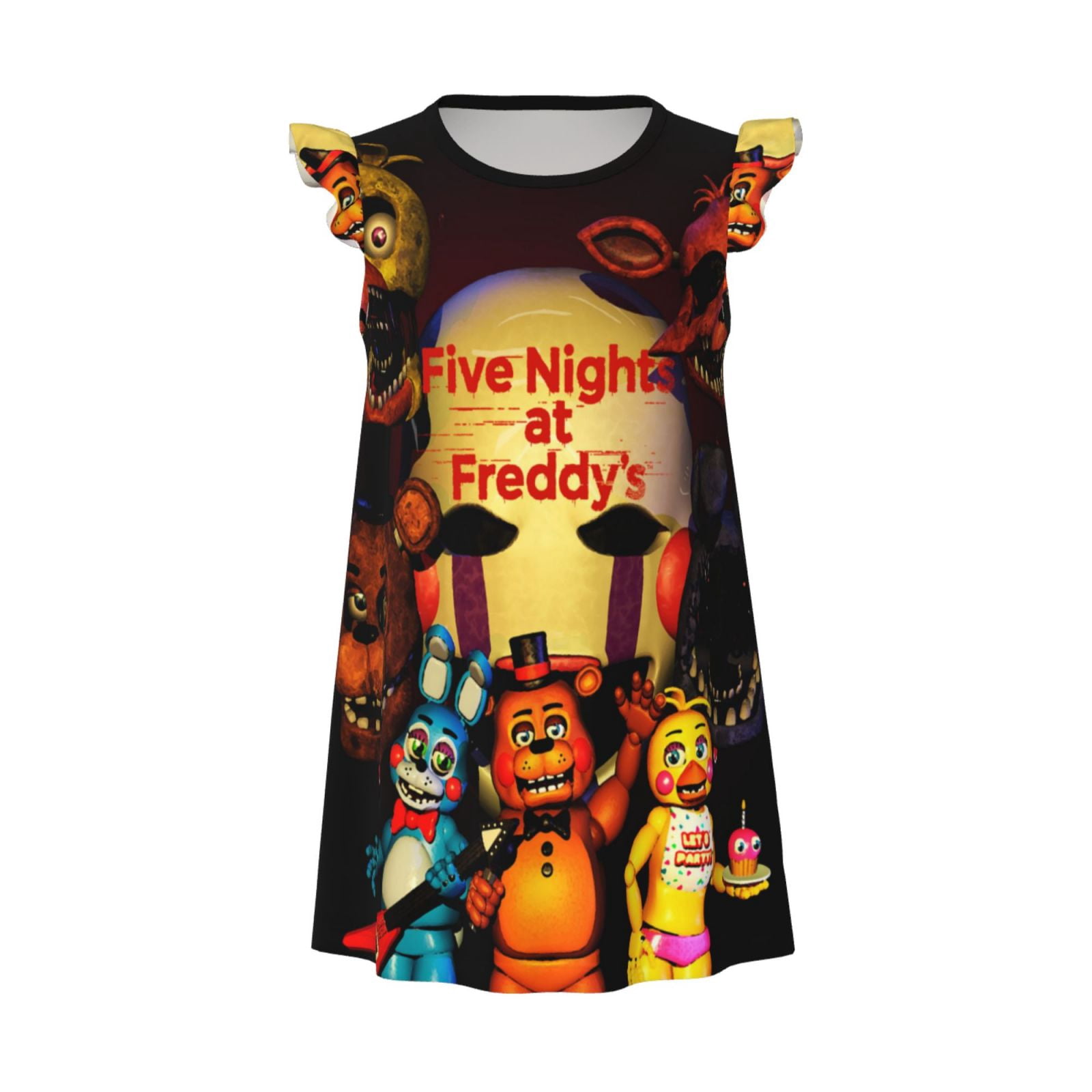 Girls Five Nights At Fre-dd Nightgowns Flutter Sleeve Pajamas Dress 3D ...