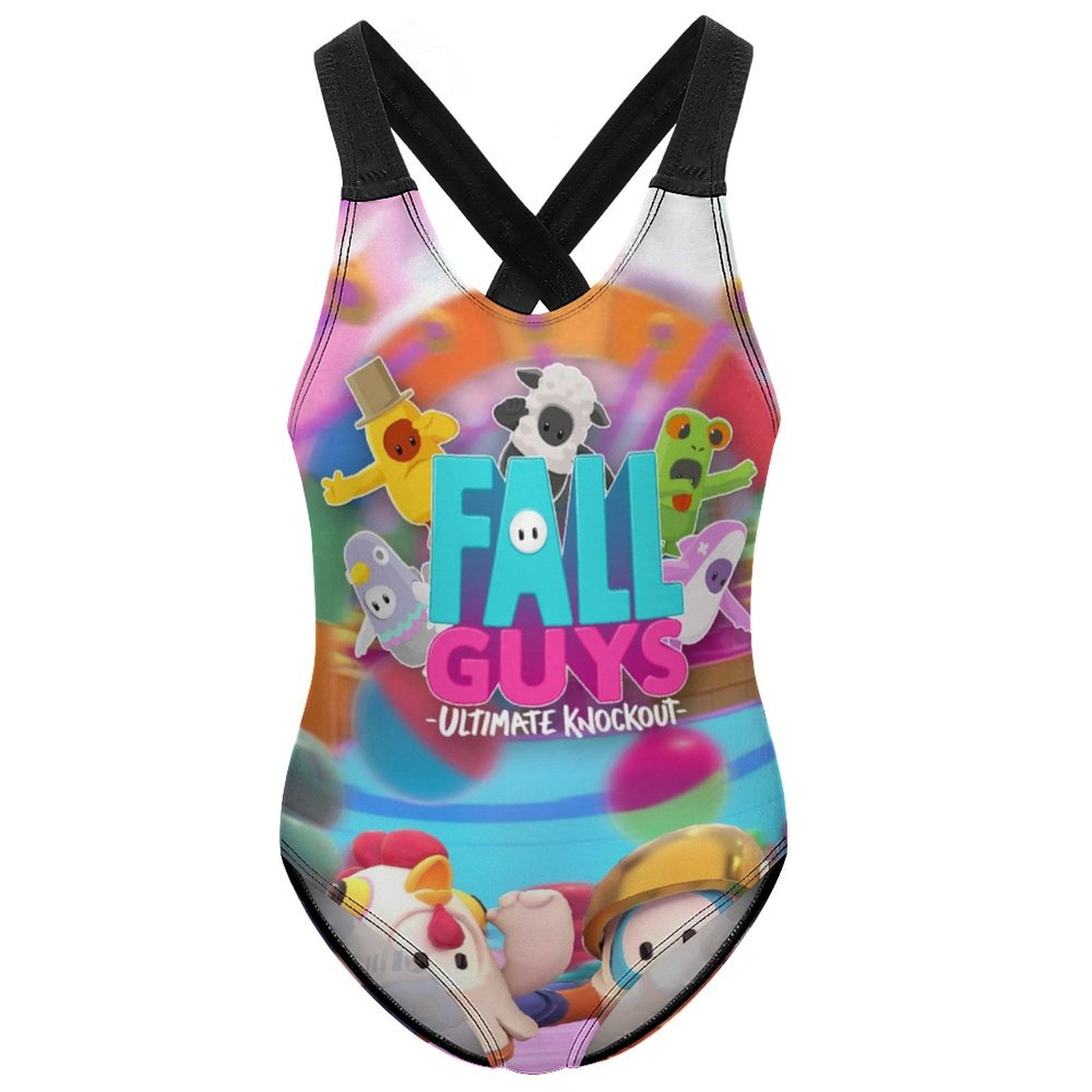 Girls Fall Guy One Piece Swimsuits Bathing Suits Cross Back Swimwear ...