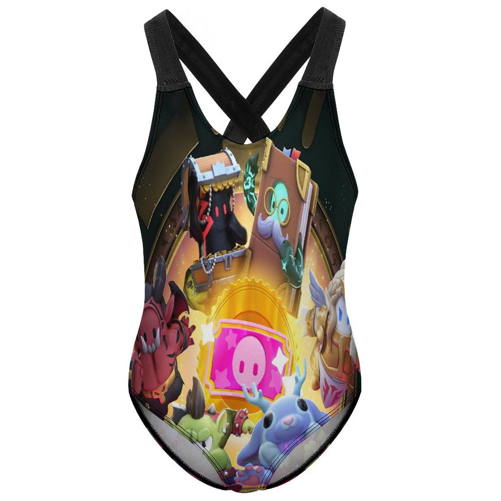 Girls Fall Guy One Piece Swimsuits Bathing Suits Cross Back Swimwear ...