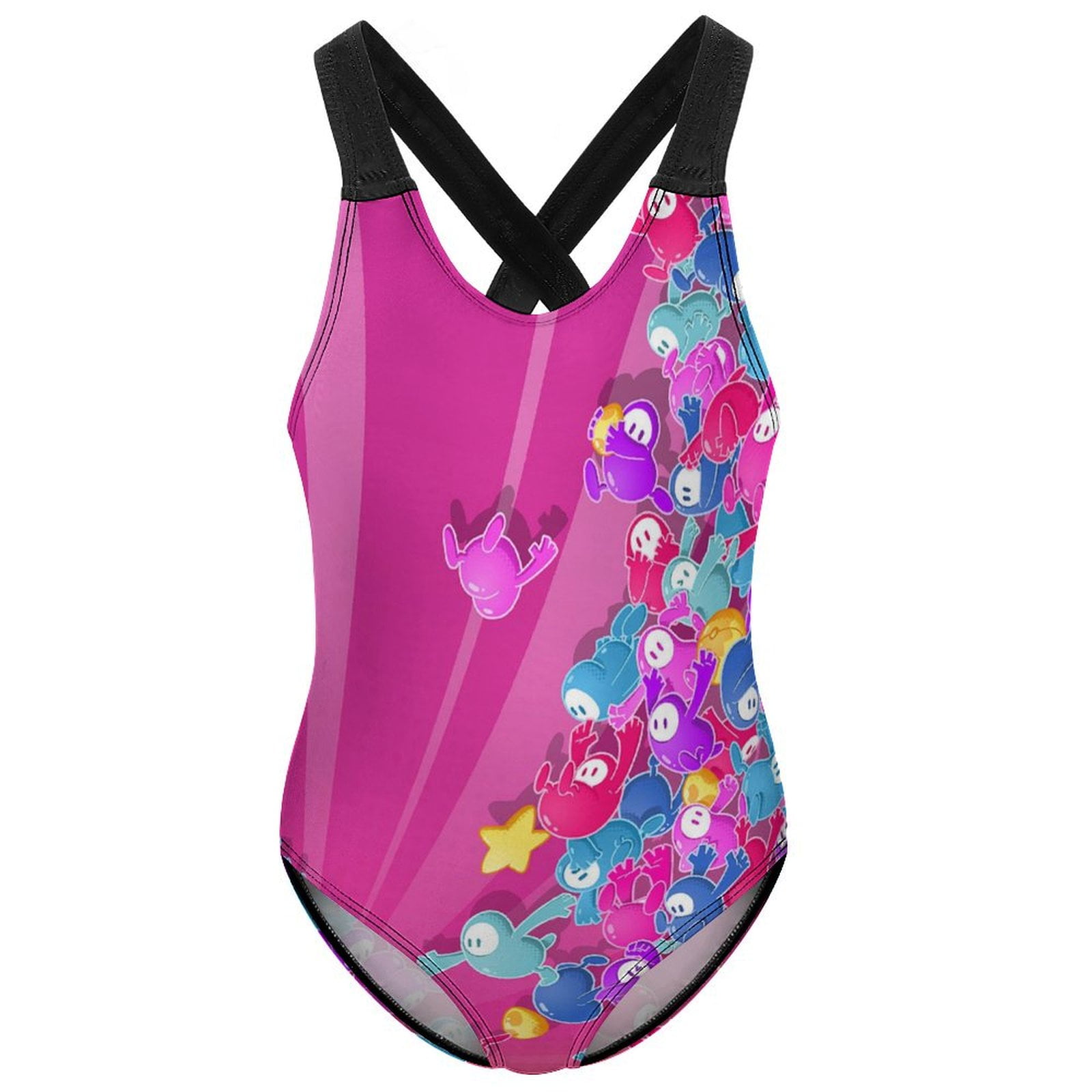 Girls Fall Guy One Piece Swimsuits Bathing Suits Cross Back Swimwear ...