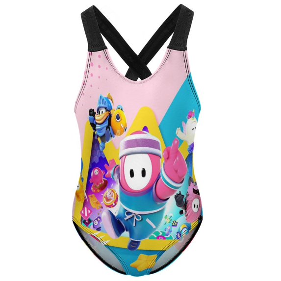 Girls Fall Guy One Piece Swimsuits Bathing Suits Cross Back Swimwear ...