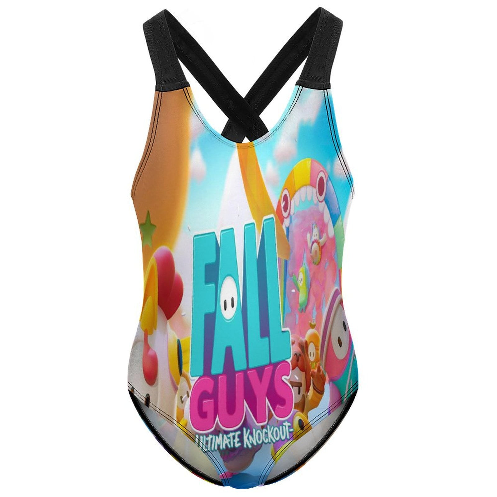 Girls Fall Guy One Piece Swimsuits Bathing Suits Cross Back Swimwear ...
