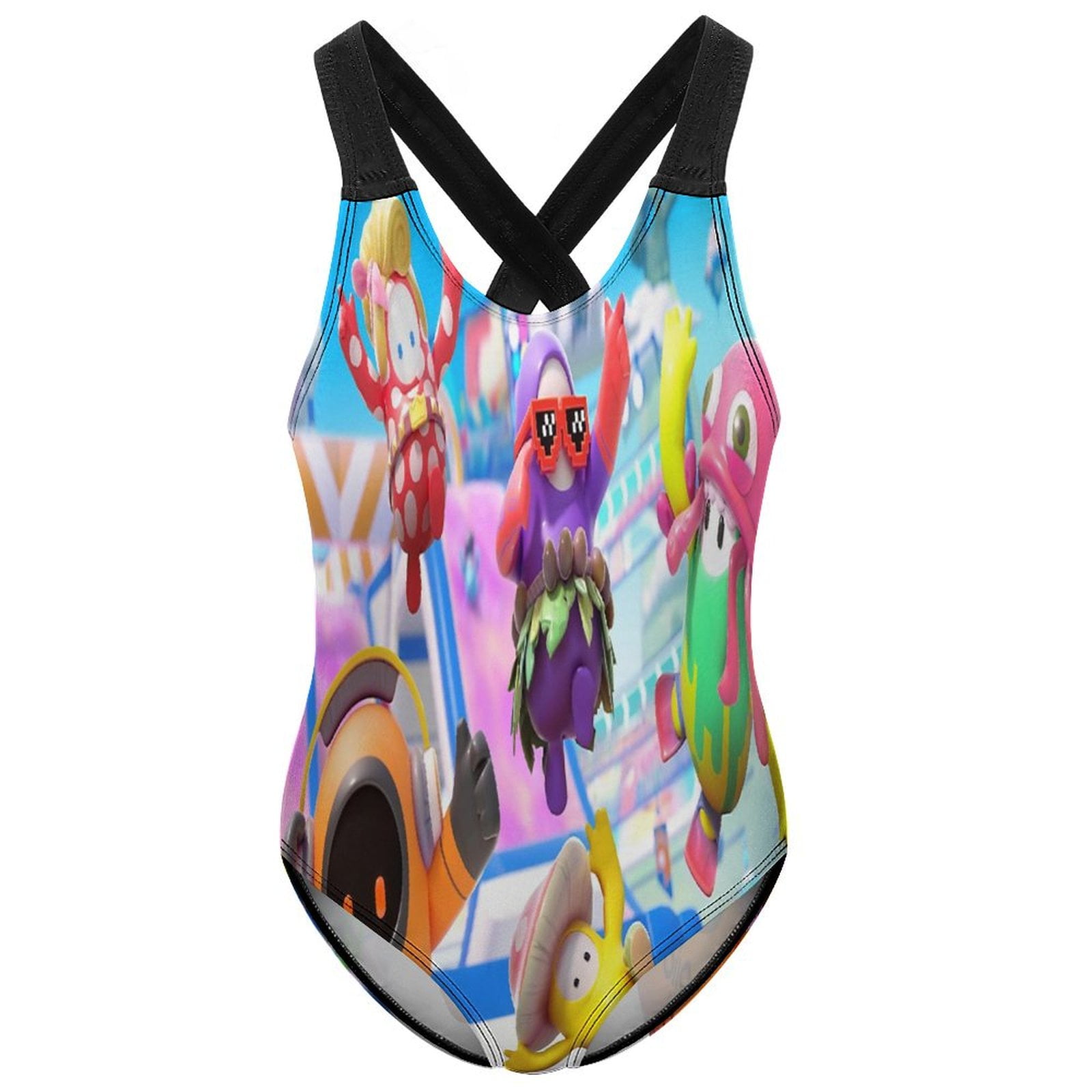 Girls Fall Guy One Piece Swimsuits Bathing Suits Cross Back Swimwear ...