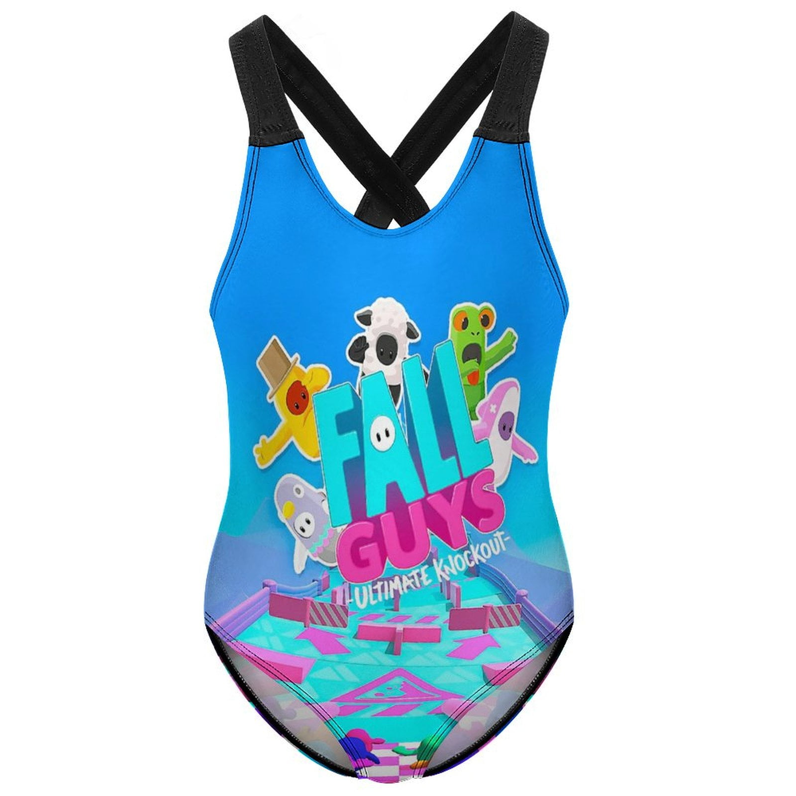 Girls Fall Guy One Piece Swimsuits Bathing Suits Cross Back Swimwear ...