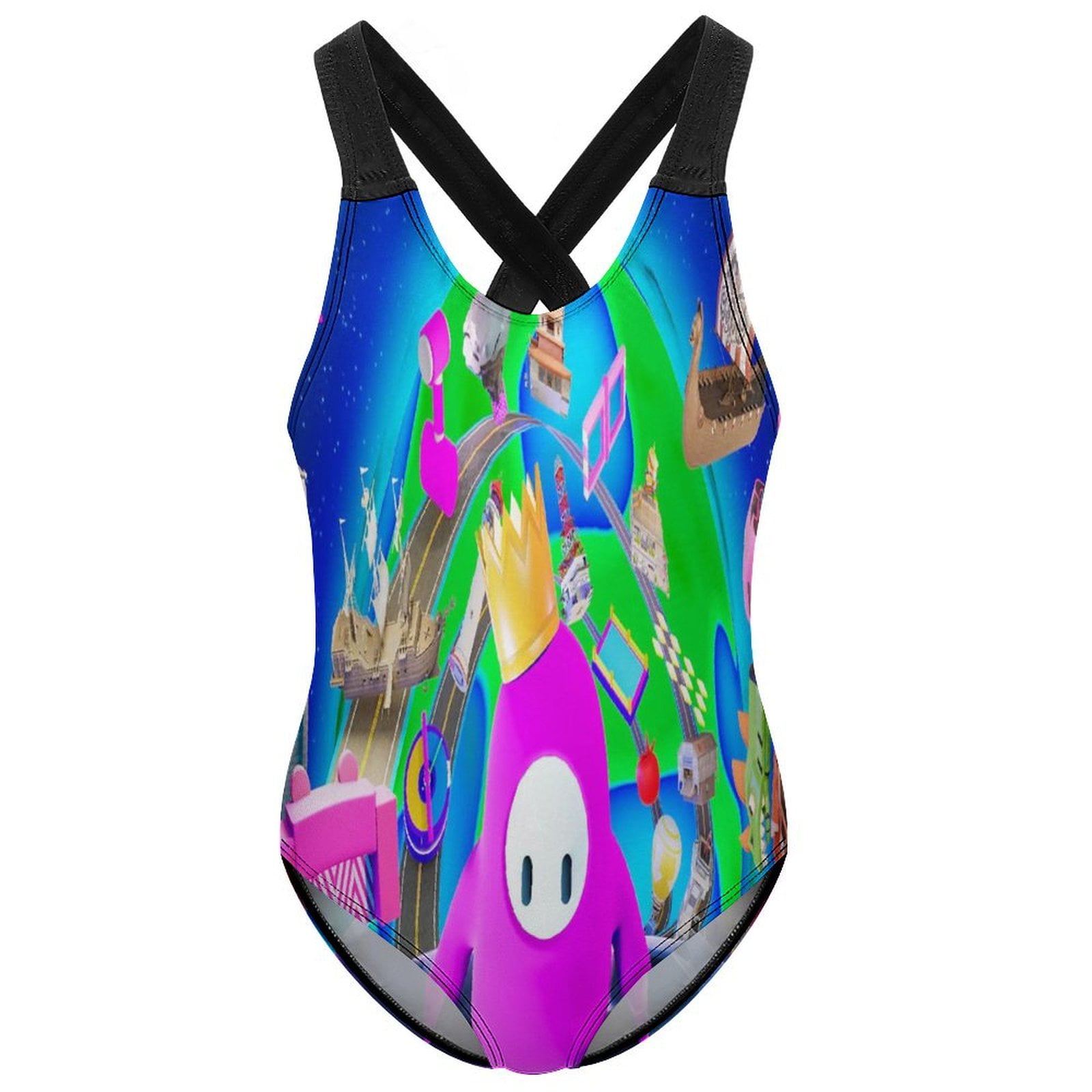 Girls Fall Guy One Piece Swimsuits Bathing Suits Cross Back Swimwear ...
