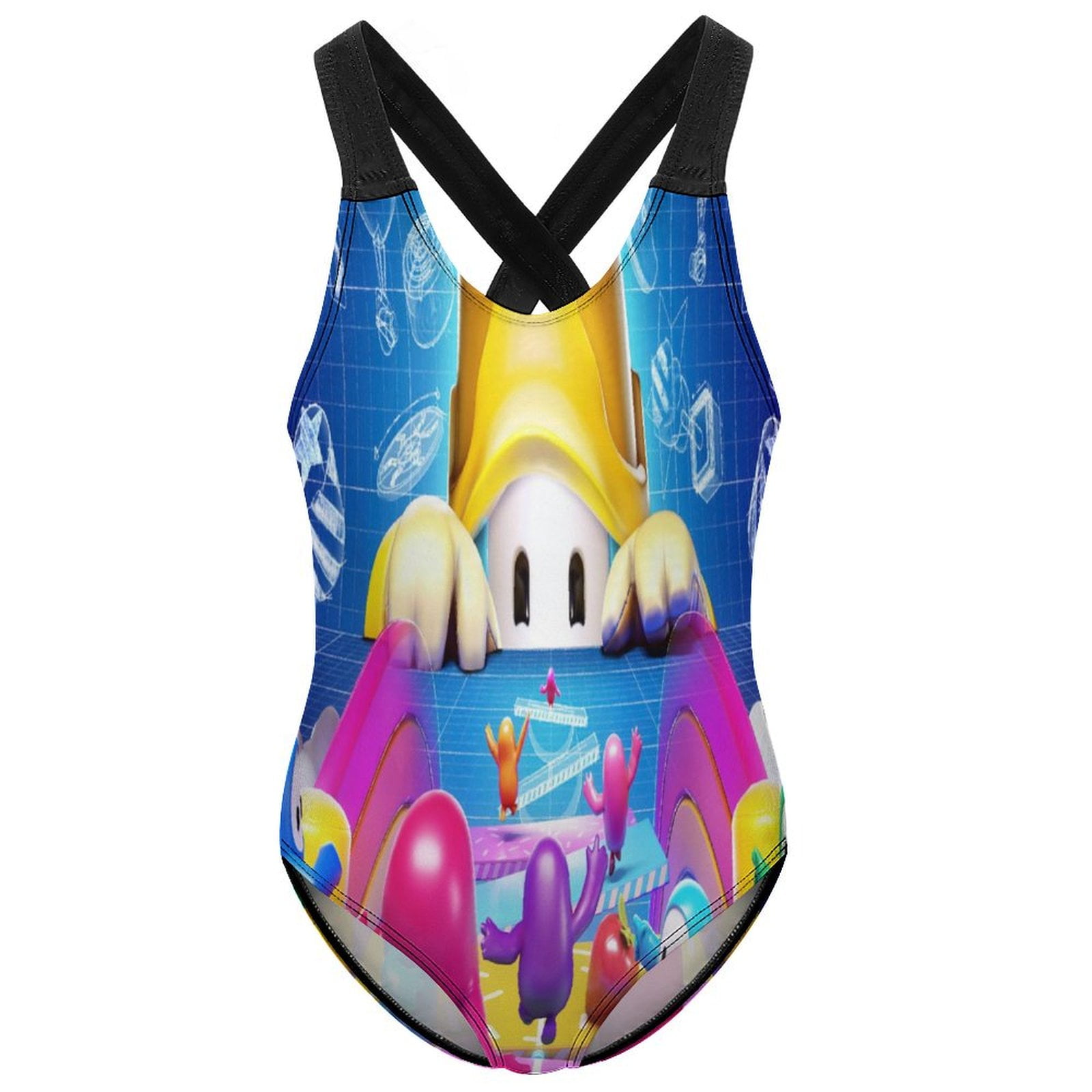 Girls Fall Guy One Piece Swimsuits Bathing Suits Cross Back Swimwear ...
