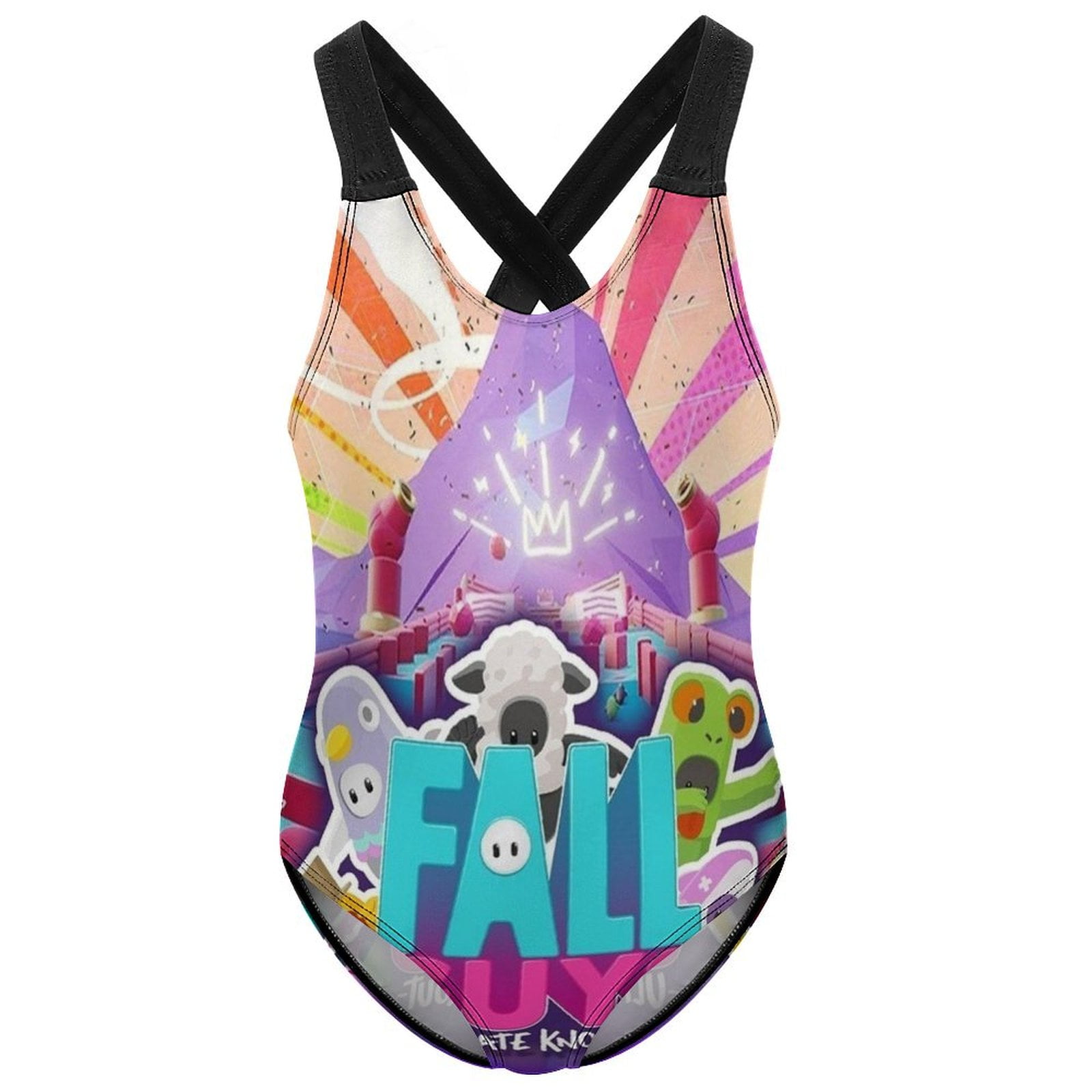 Girls Fall Guy One Piece Swimsuits Bathing Suits Cross Back Swimwear ...