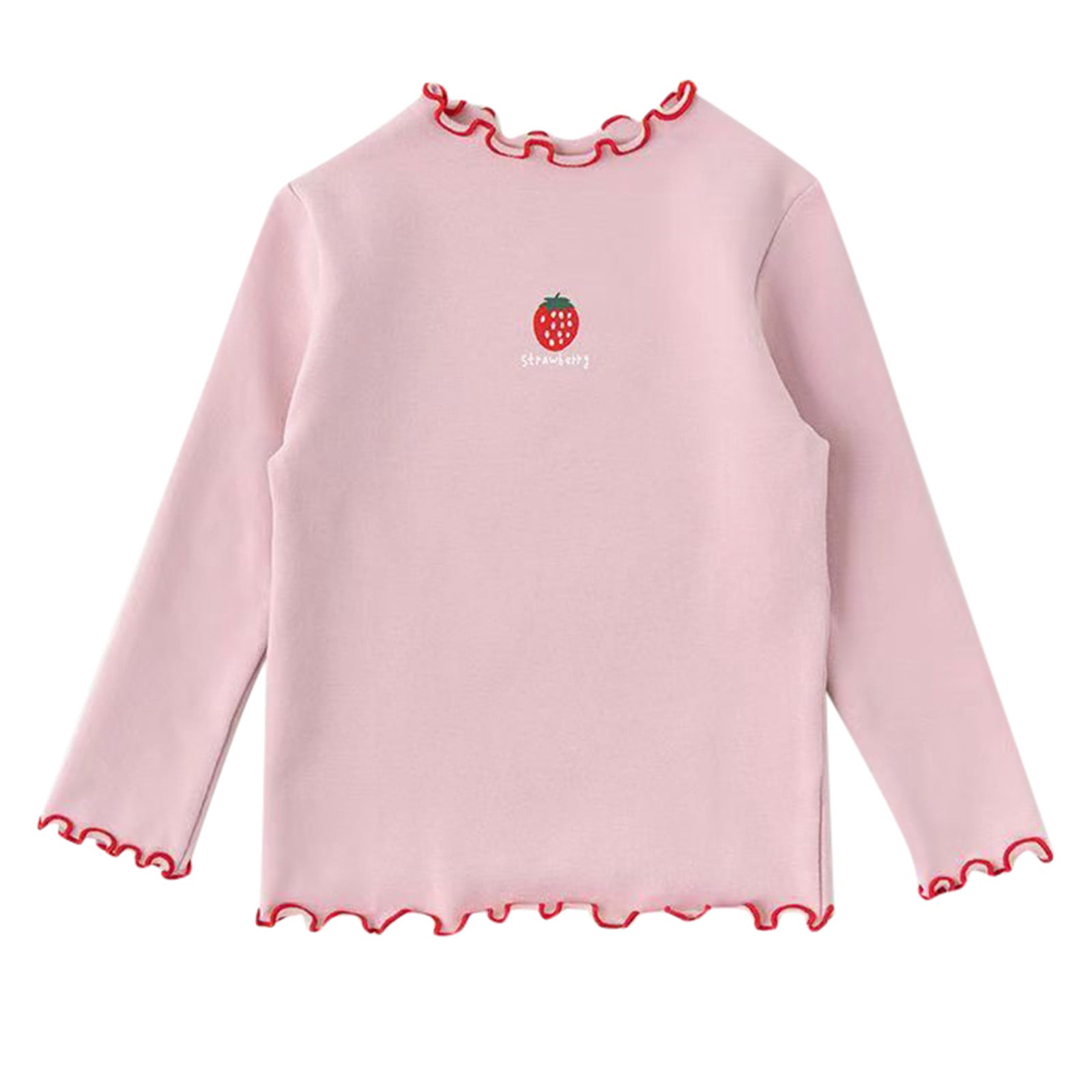 Girls Fall Shirts And Tops Long Sleeve Ruffle Cotton Print Pink Fall ...