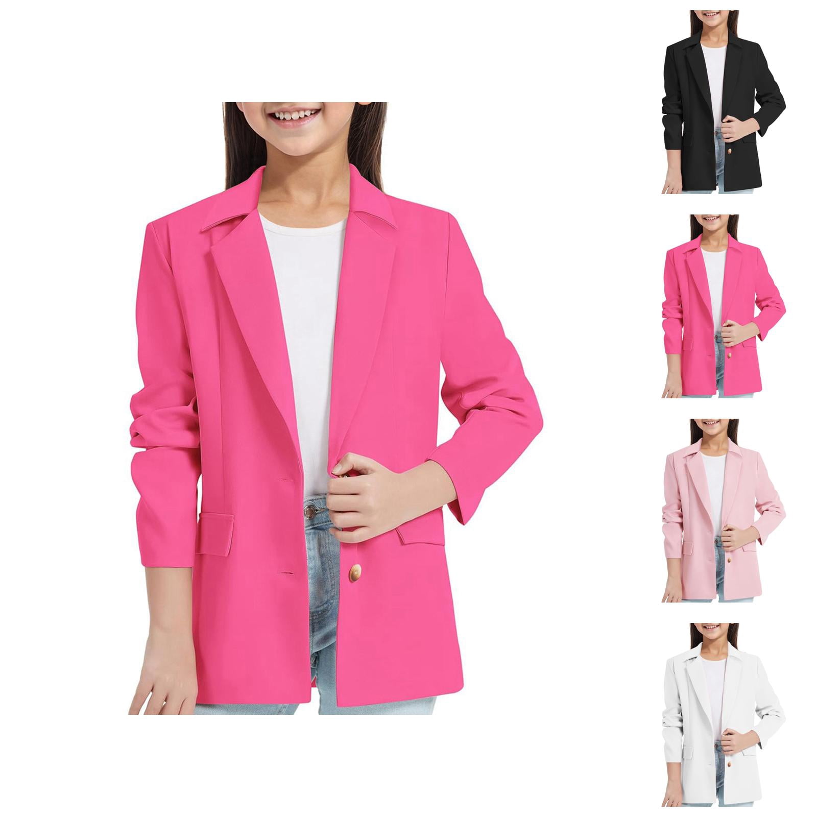 Girls Fashion Blazers Jacket Long Sleeve Notched Collar Lapel Inner ...