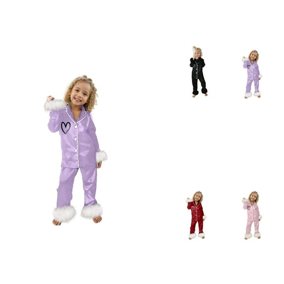 Girls Fashion Cute Print Casual Pajama Set Long Sleeve Top and Pants ...