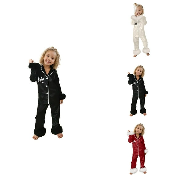 Girls Fashion Cute Printed Casual Pajama Set Long Sleeve Top and Pants ...