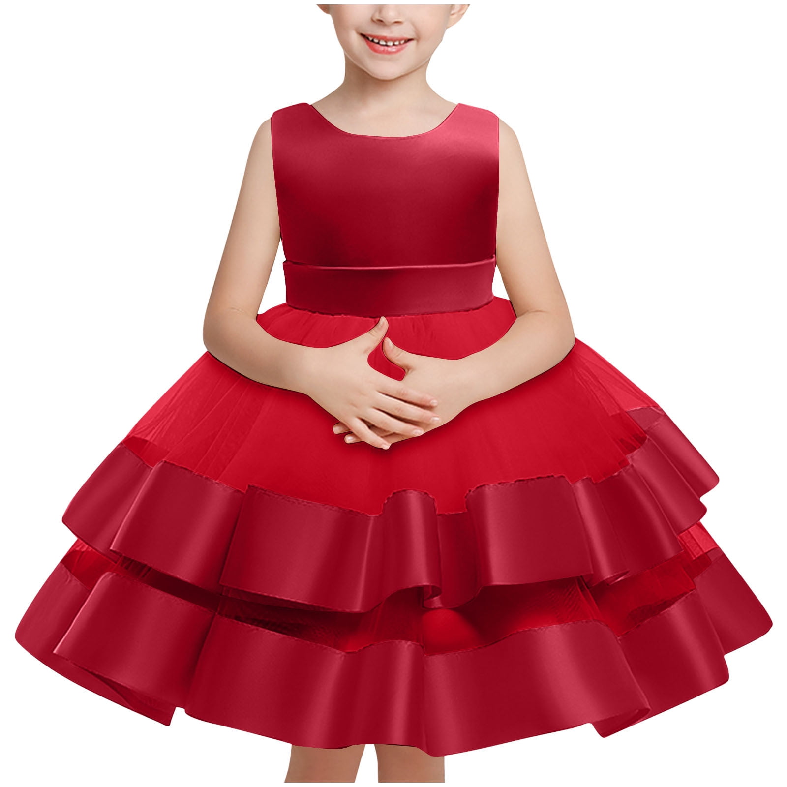 Girls Fashion Dresses 5T Low V Neck Sleeveless Color Block Dress with ...