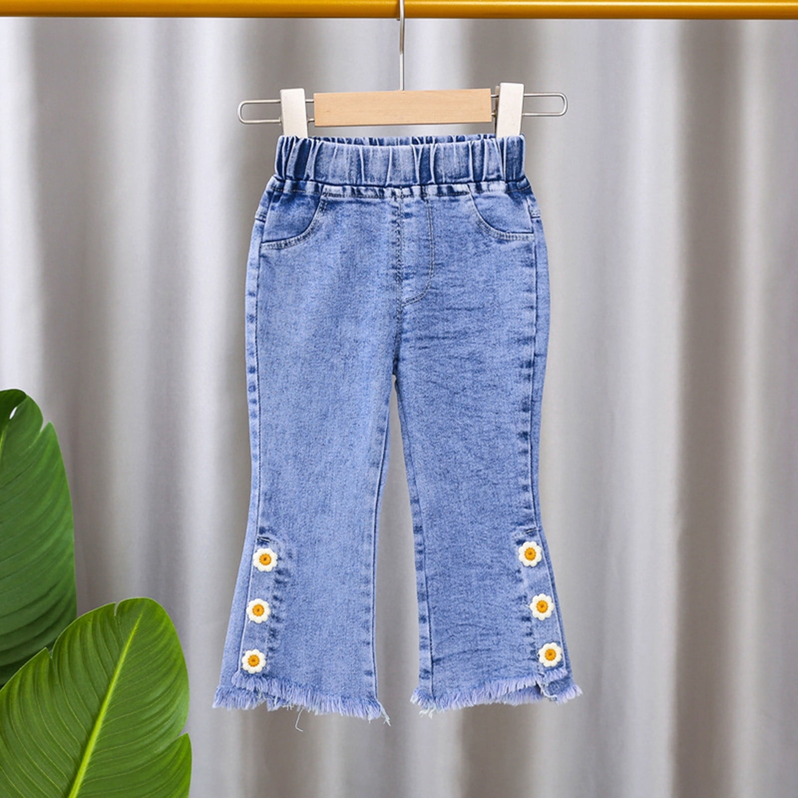 Girls'Fashion Jeans Elastic Waist Wide Leg Denim Pants Baggy Denim for ...