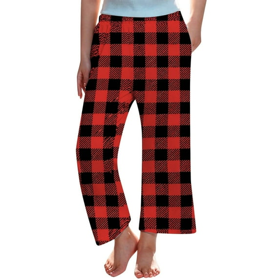 Girls Fashion Plaid Print Long Pants Soft Comfy Casual Wear For ...