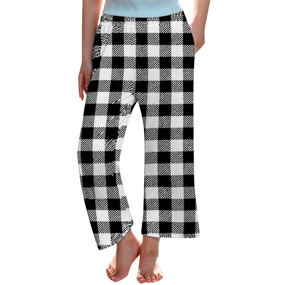 Girls Fashion Plaid Print Long Pants Soft Comfy Casual Wear For ...