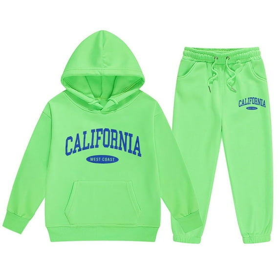 Girls Fashion Tracksuit Set Ocean Graphic Pullover Hoodie And ...