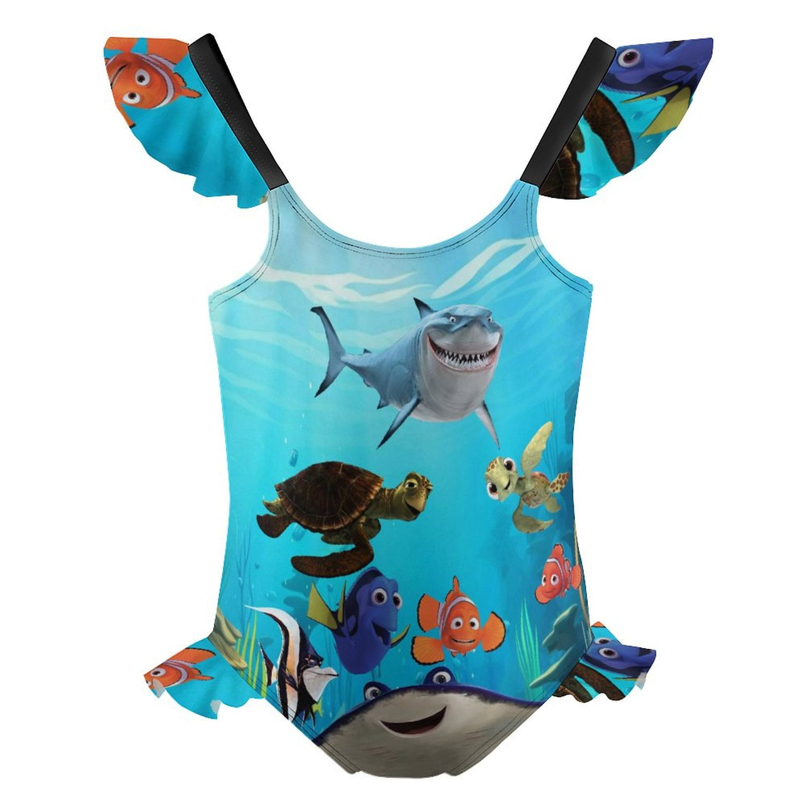 Girls Finding Nemo One Piece Swimsuit Kids Cute Ruffle Bathing Suit ...