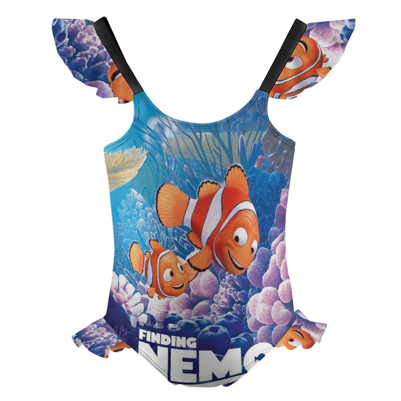Girls Finding Nemo One Piece Swimsuit Kids Cute Ruffle Bathing Suit ...