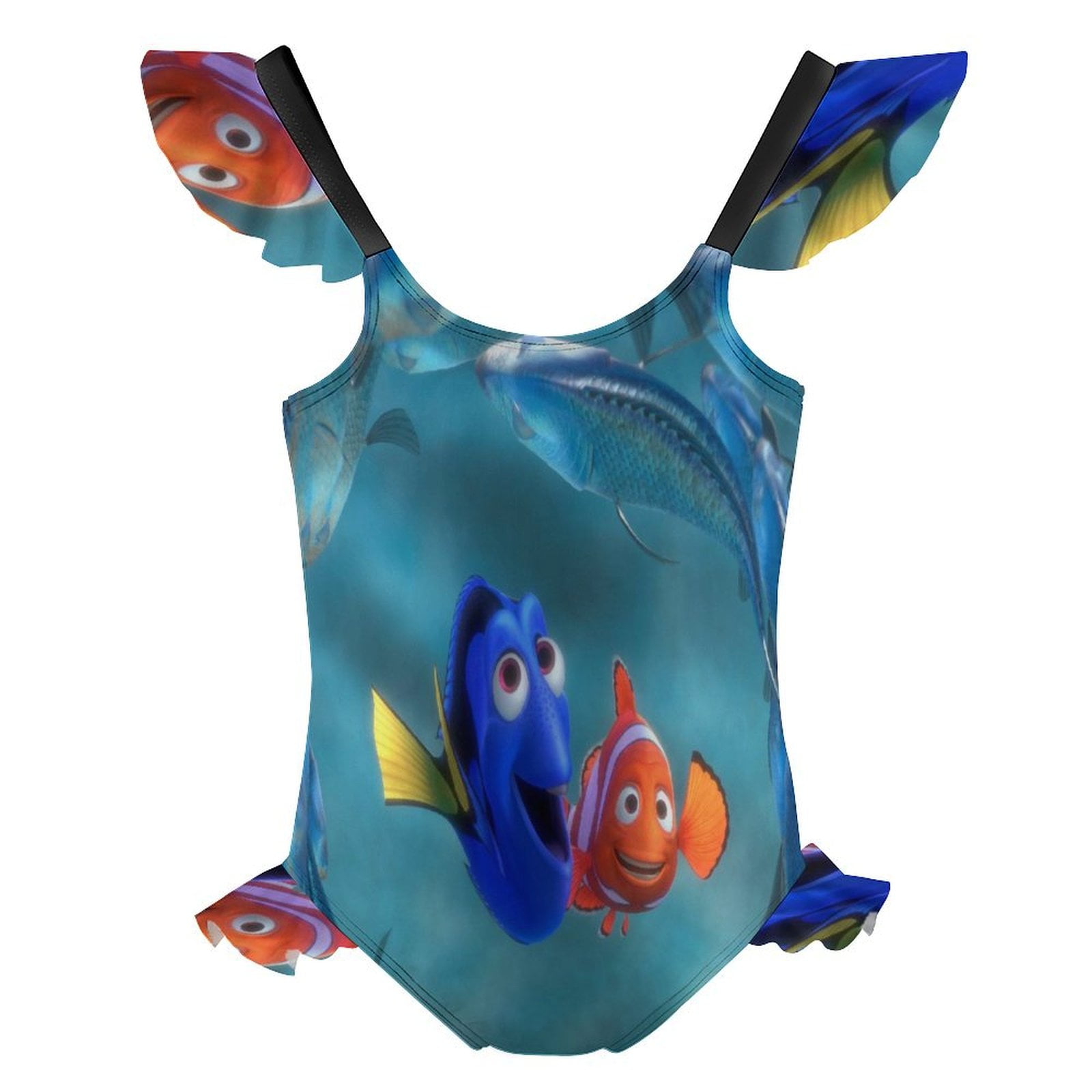 Girls Finding Nemo One Piece Swimsuit Kids Cute Ruffle Bathing Suit ...