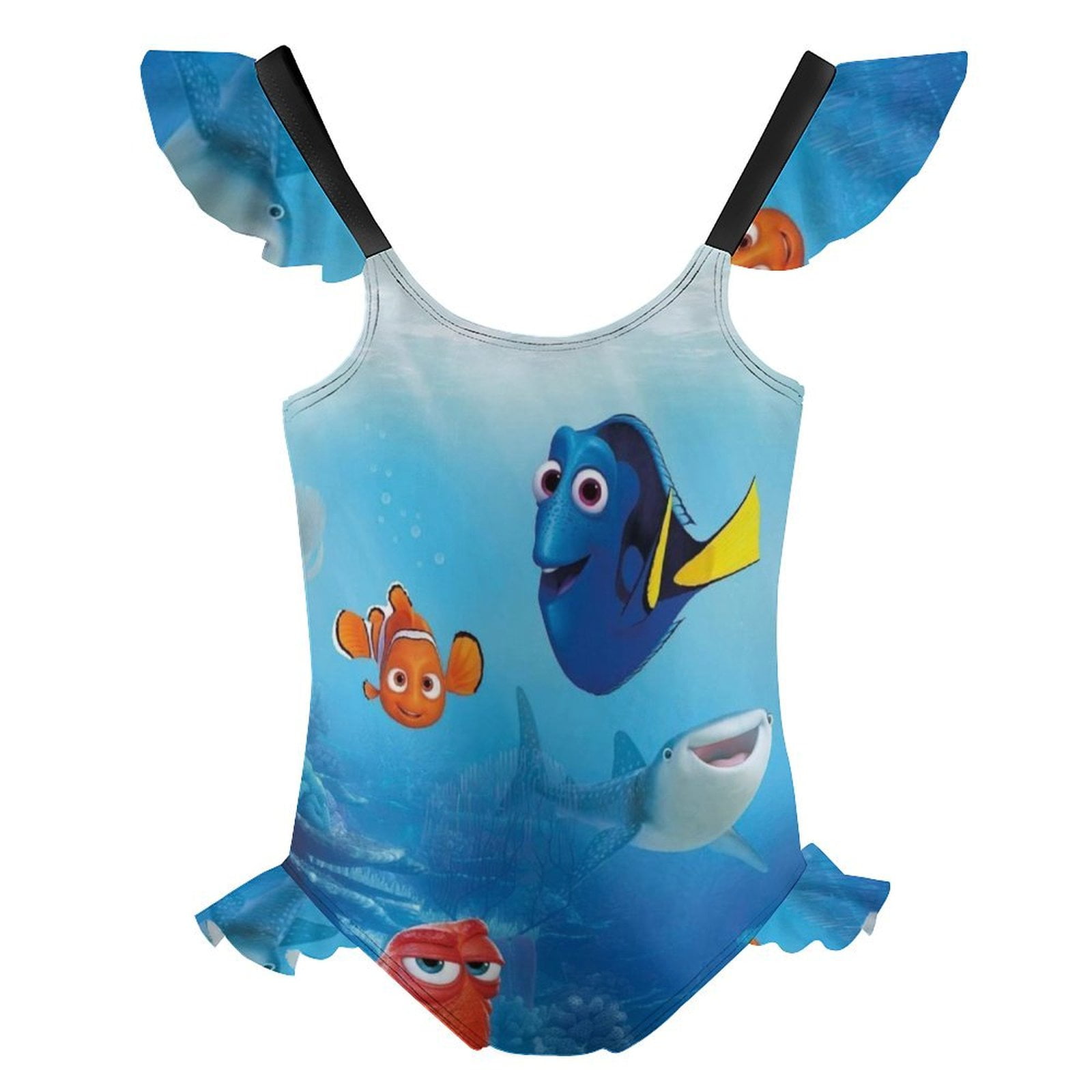 Girls Finding Nemo One Piece Swimsuit Kids Cute Ruffle Bathing Suit ...