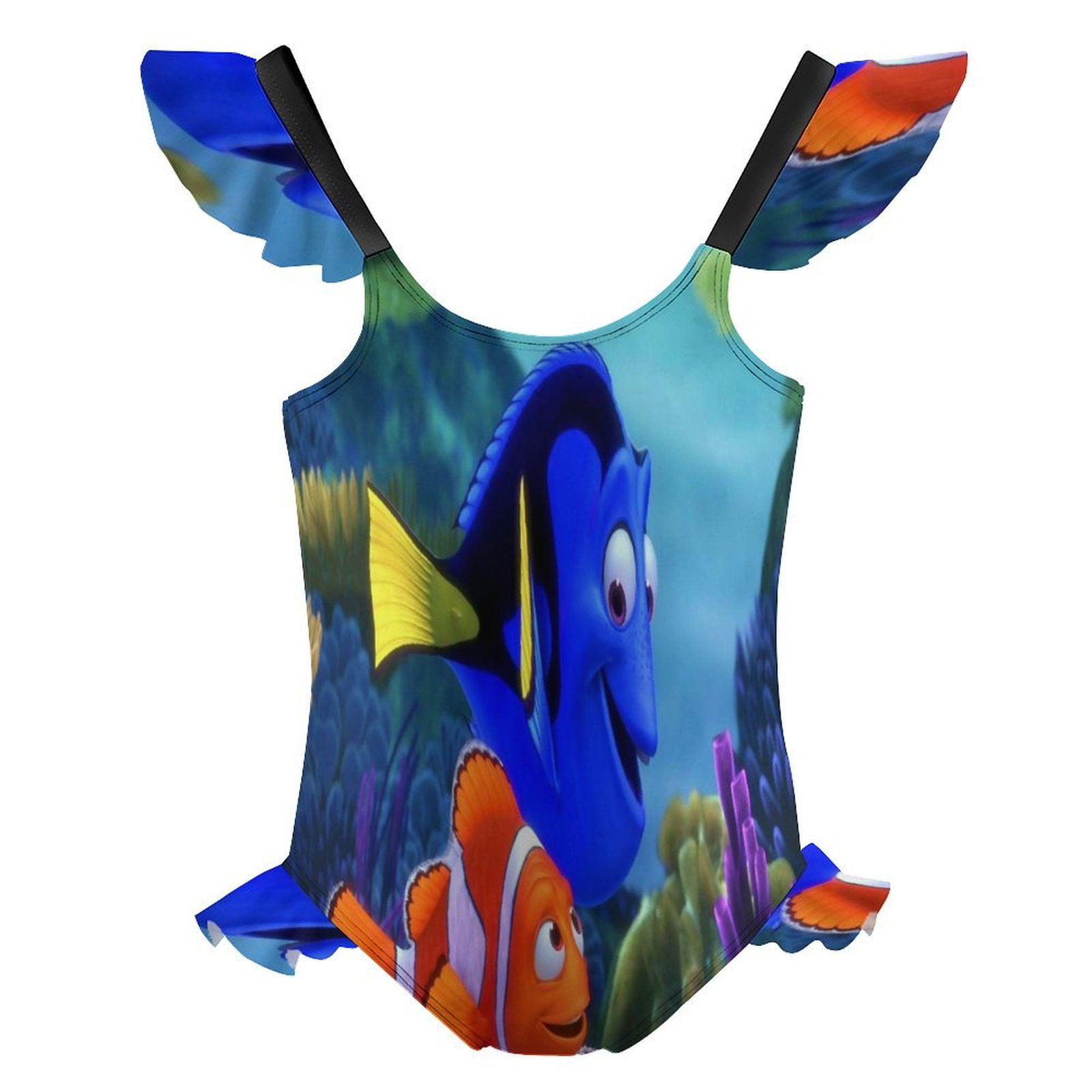 Girls Finding Nemo One Piece Swimsuit Kids Cute Ruffle Bathing Suit ...