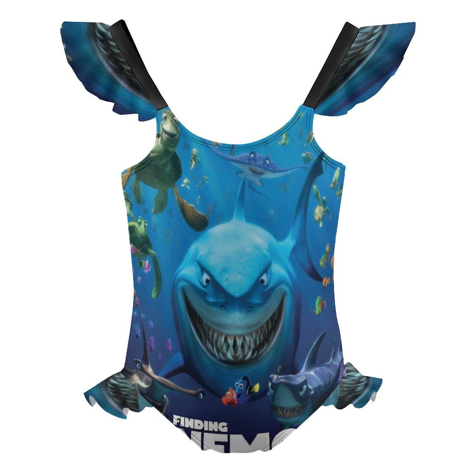 Girls Finding Nemo One Piece Swimsuit Kids Cute Ruffle Bathing Suit ...